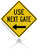 Use Next Gate Left Arrow Roll-Up Sign, SKU: WM-0148